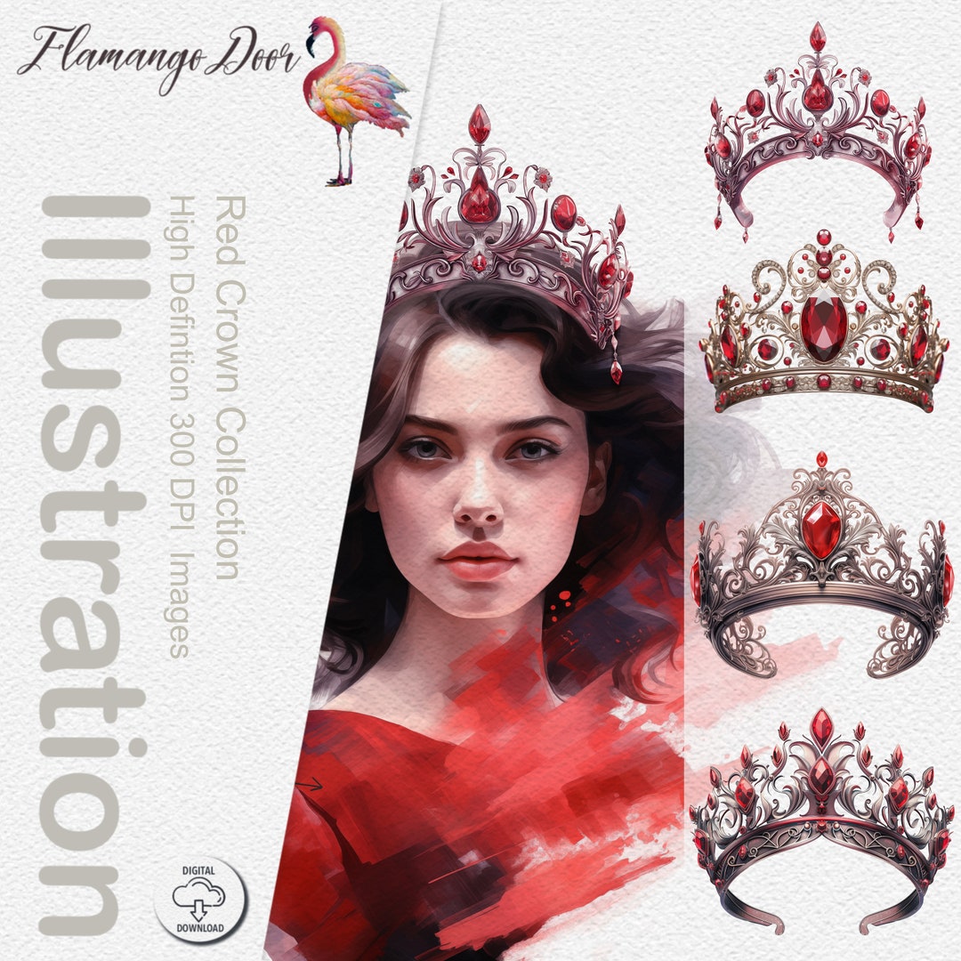 Red Crown Illustrations/4 Hand Created Tiera Graphic/invitation Clip ...