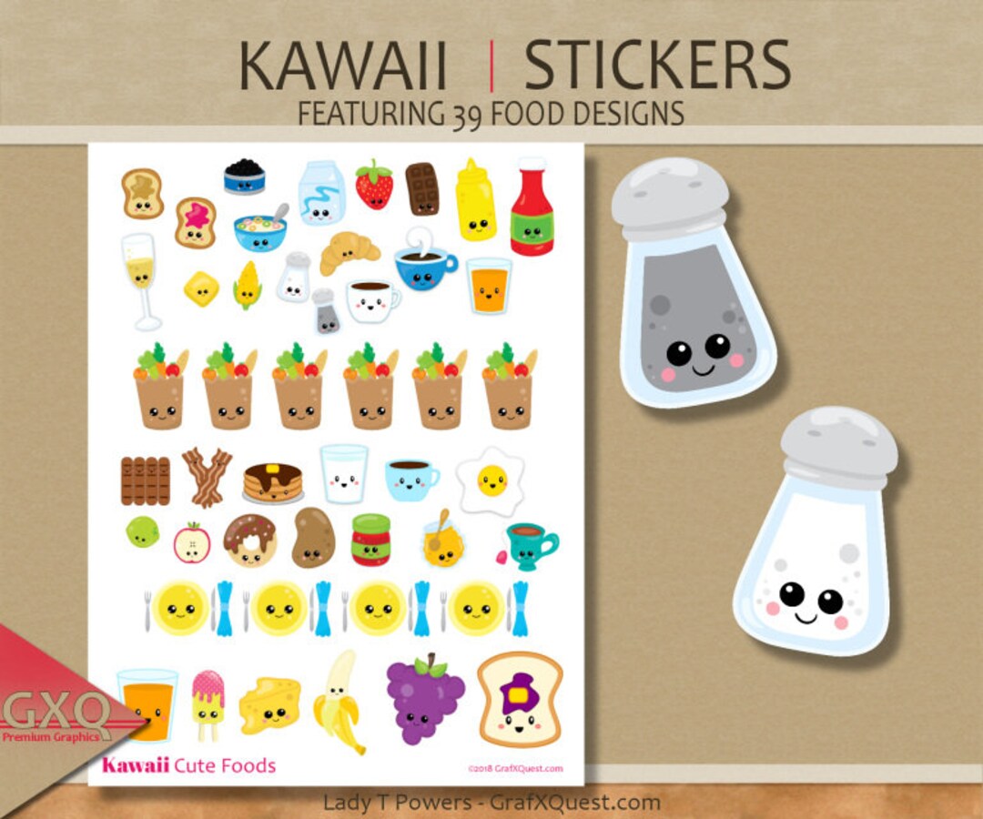 Kawaii Food Sticker Set - Etsy
