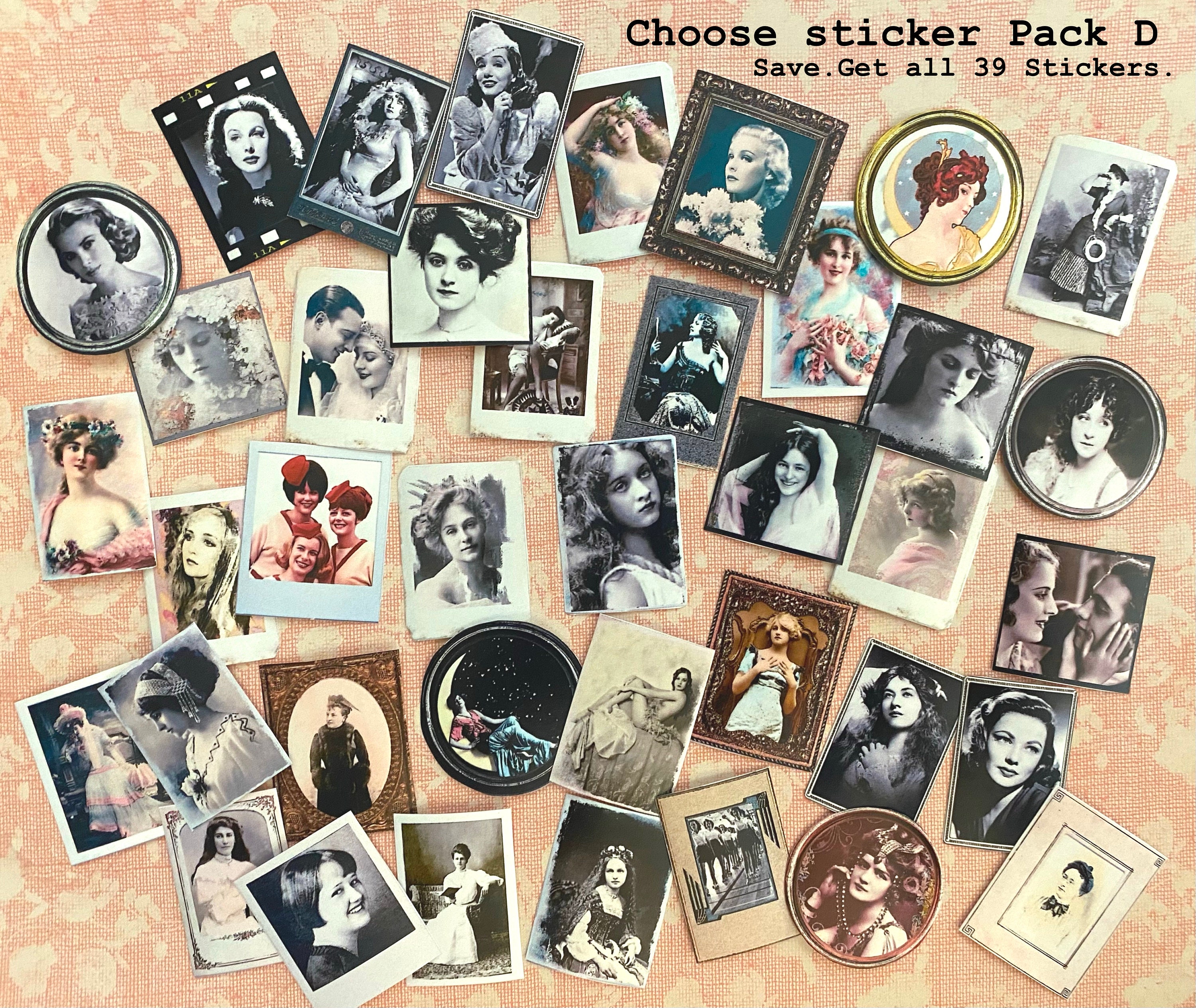 Miniature Vintage-portrait Stickers-hand Cut/ Frost Matte or - Etsy