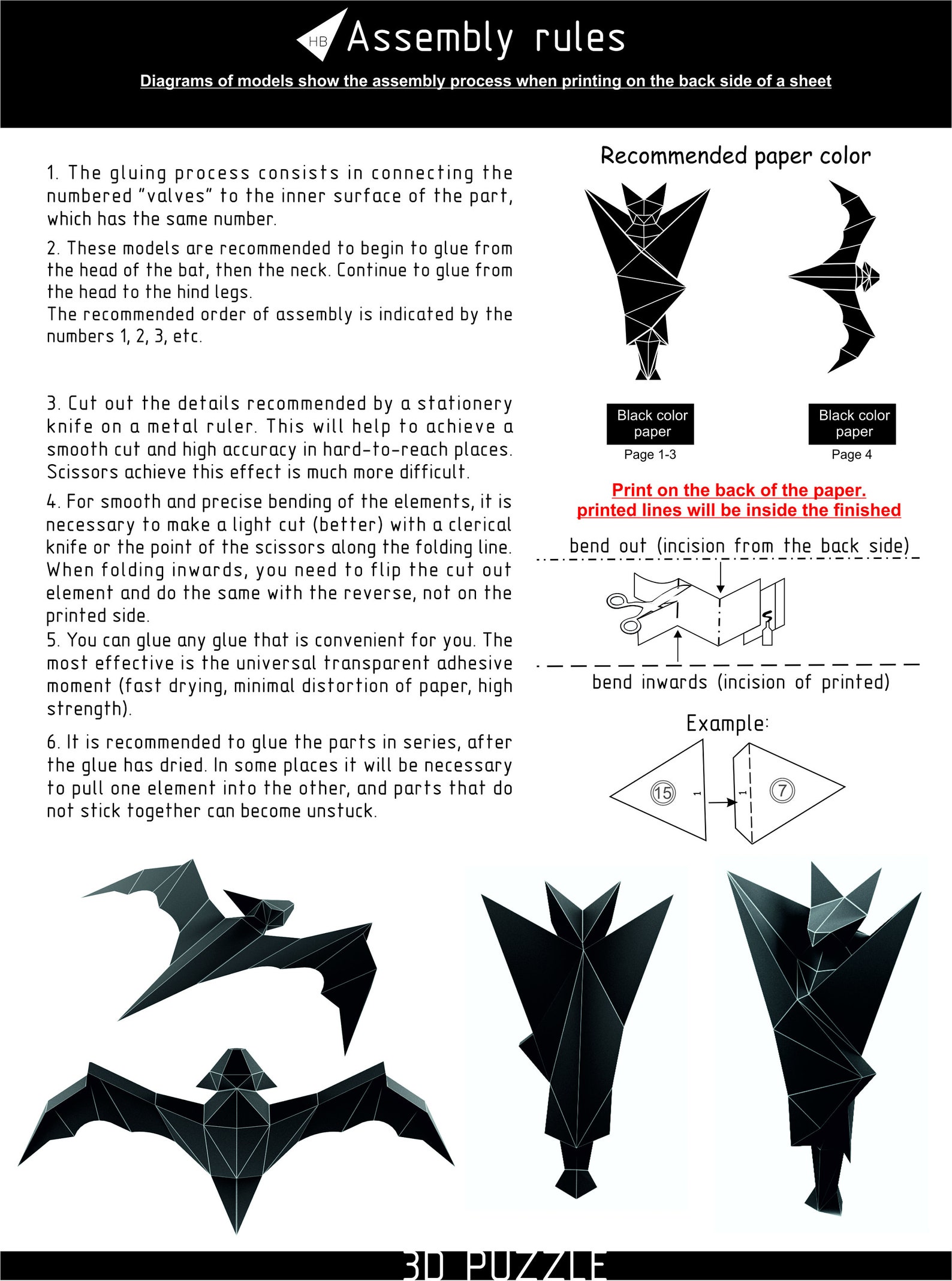 Bat bats paper 3D model Papercraft hobby ideastatue | Etsy