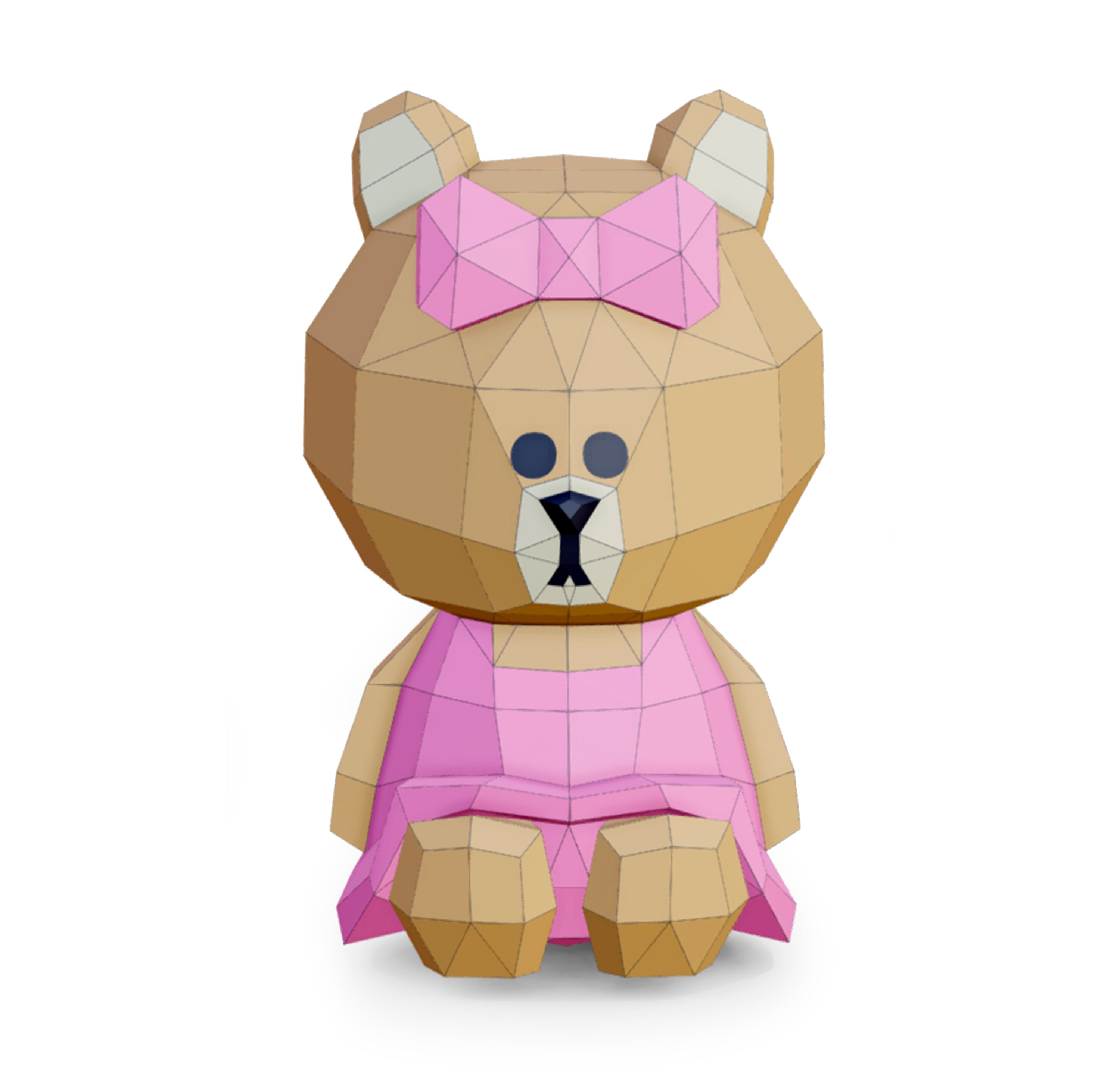 PAPERCRAFT Choco line friends bear teddy lowpoly toy | Etsy