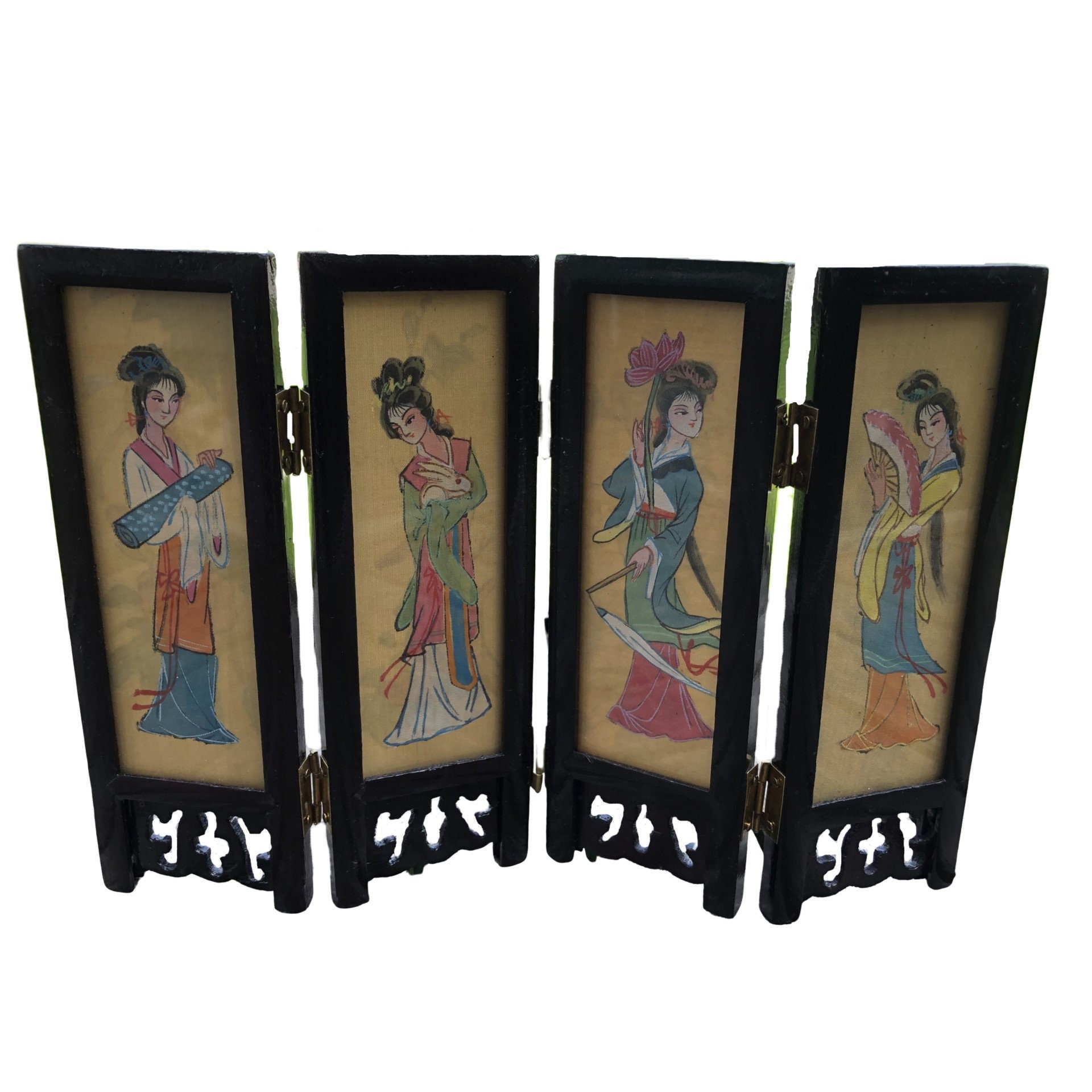 Miniature Vintage Tea Screen - 4 Panels - Etsy