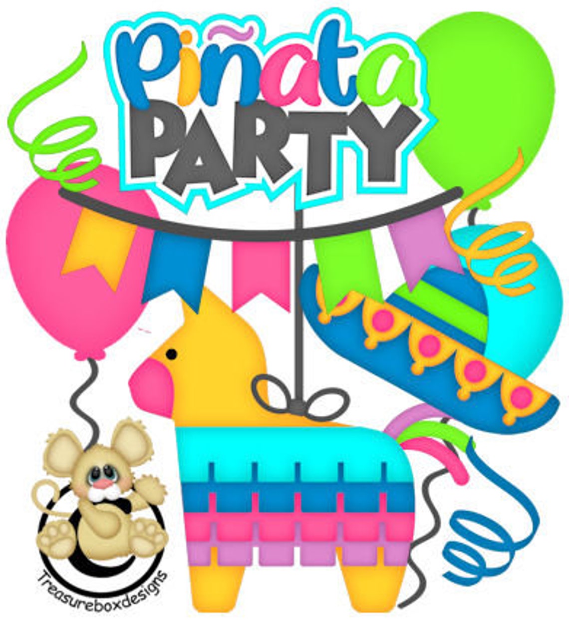 Fiesta de piñata cumpleaños imágenes prediseñadas digitales - Etsy España