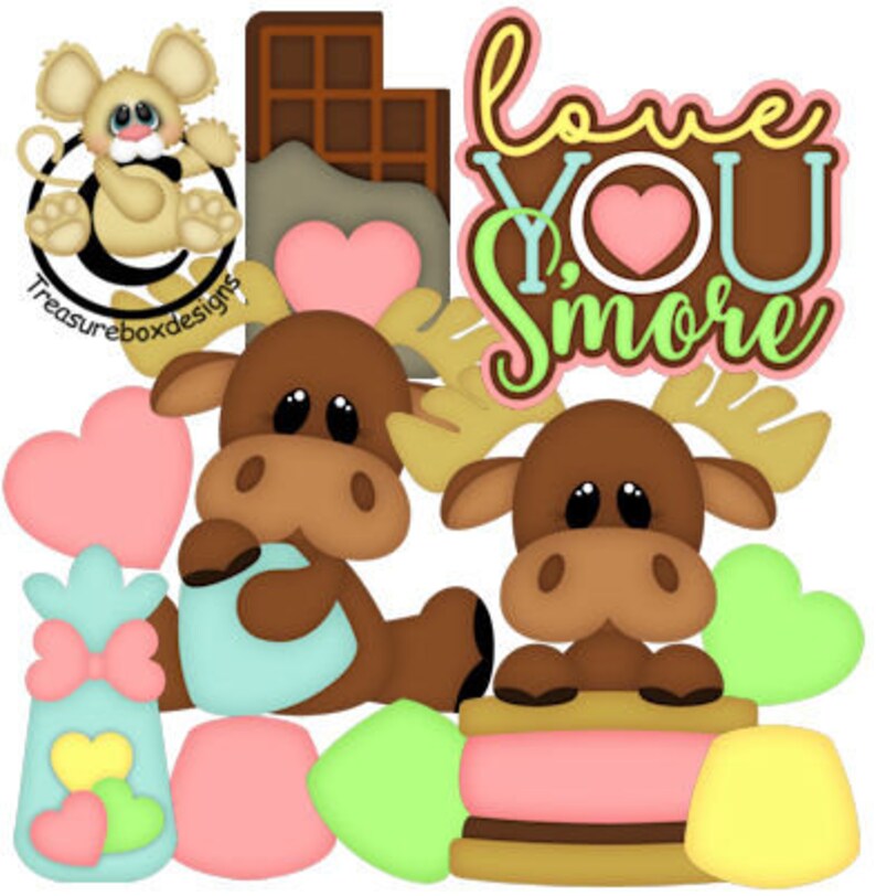 Smore, Moose, Valentine's Day, Vector Graphics, Digital Clipart ...