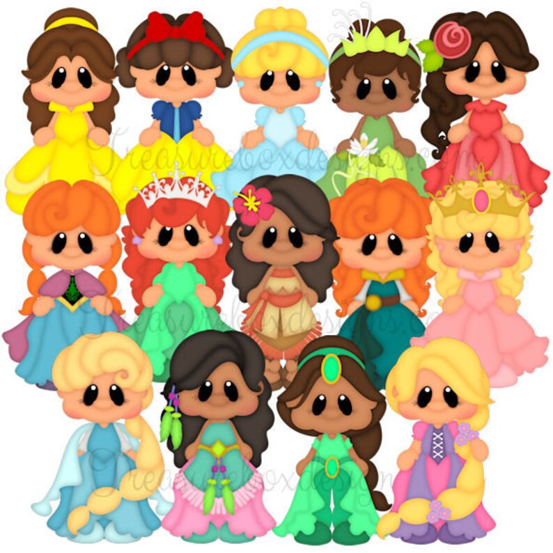 Princess Collection Vector Graphics, Digital Clipart, Digital Images ...