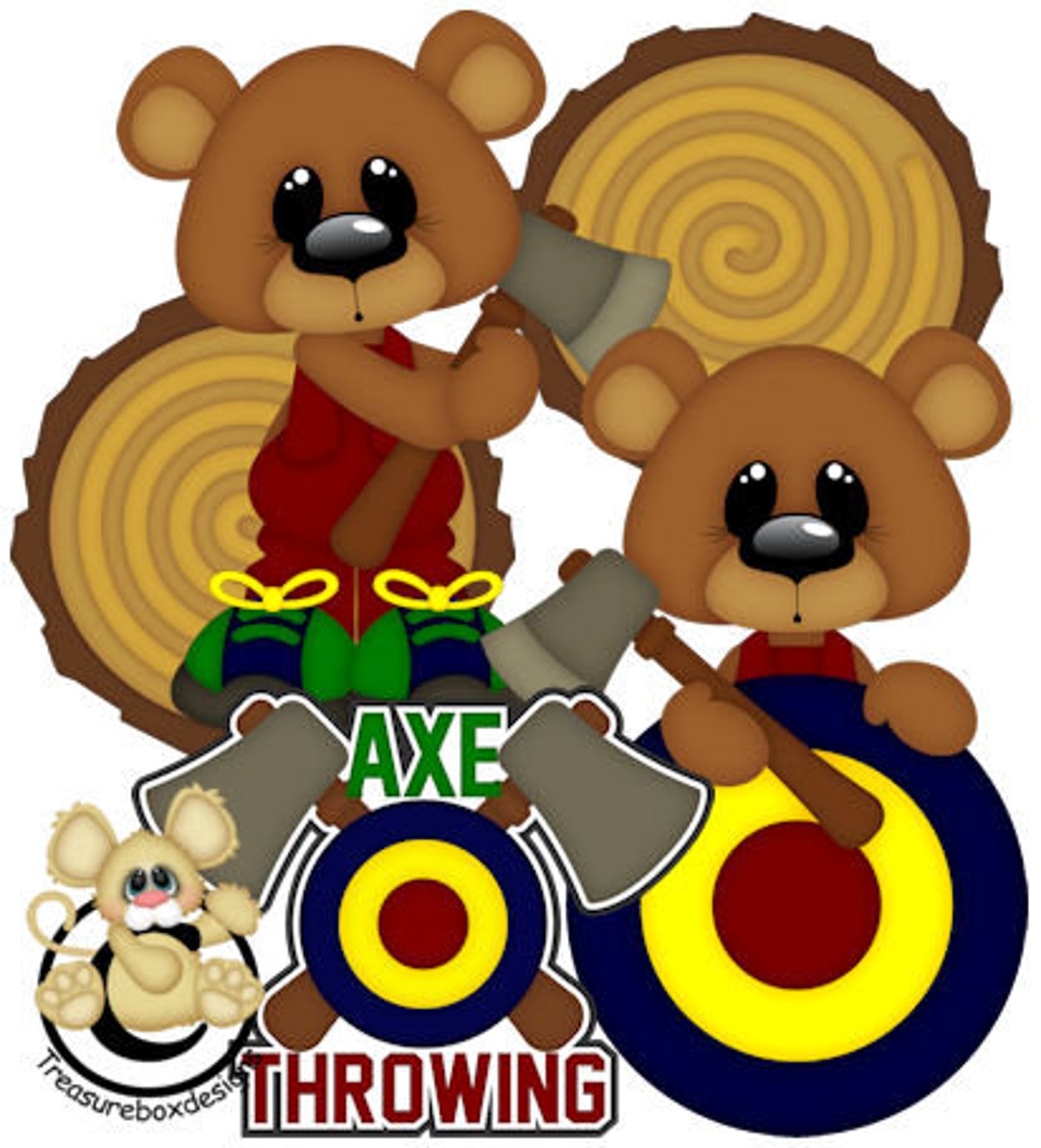 Axe Throwing Bears Digital Images Scrapbooking PNG - Etsy