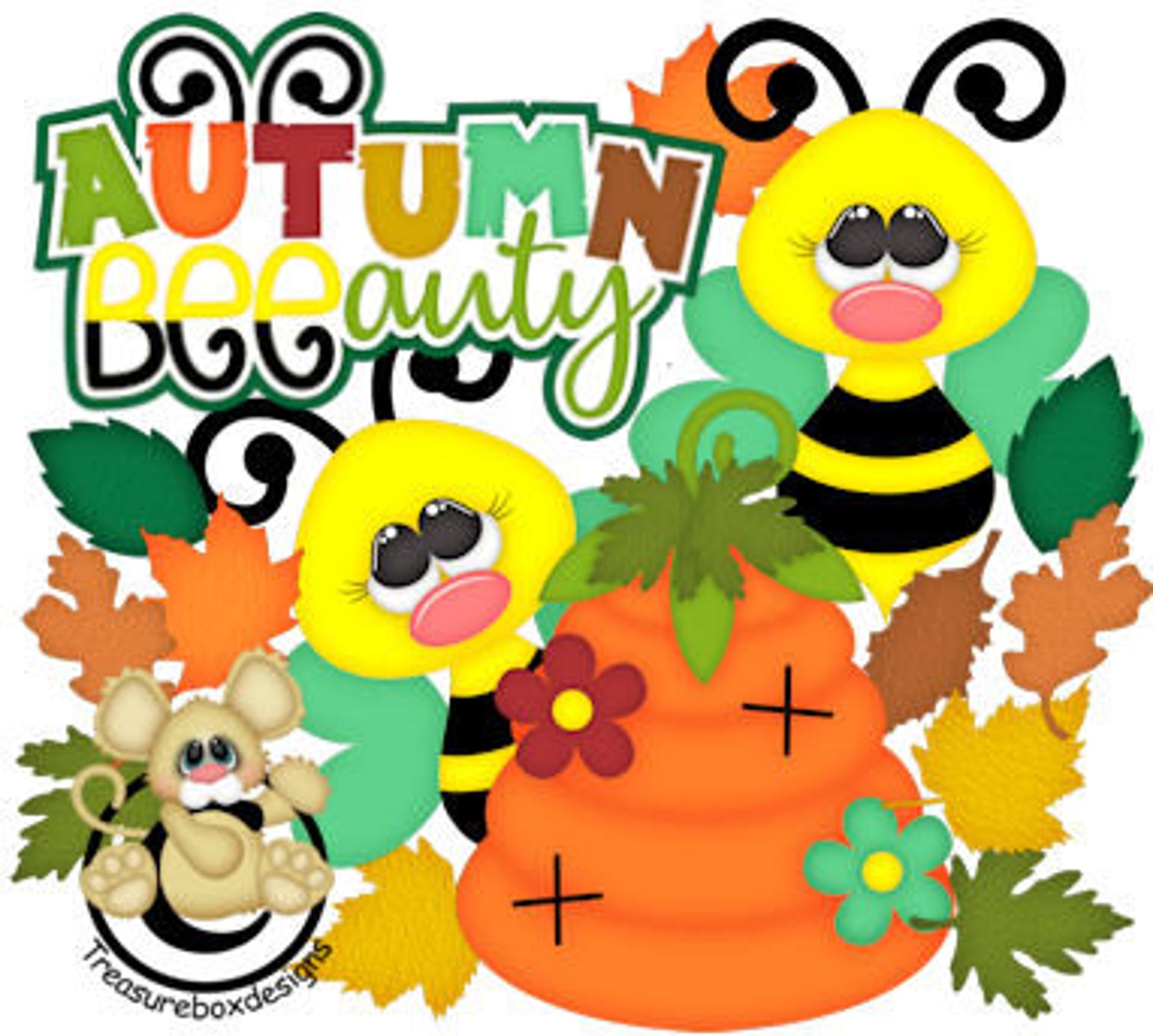 Fall Bees Autumn Vector Graphics Digital Clipart Digital - Etsy