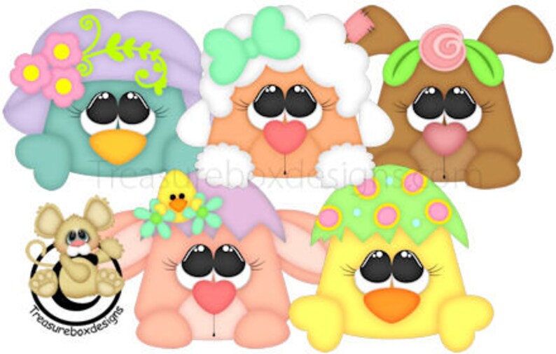 Easter Critters Bunny Vector Graphics Digital Clipart - Etsy