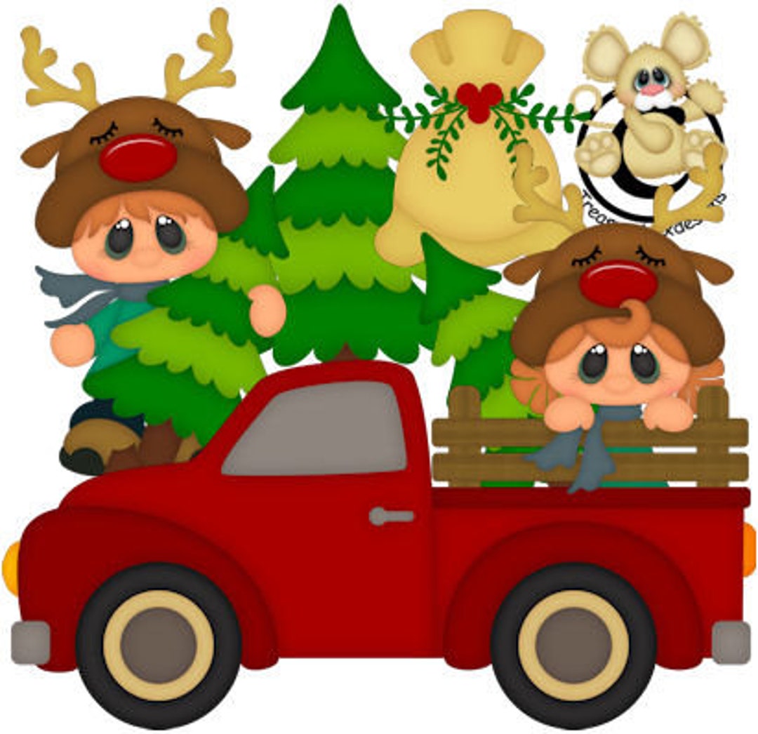 Christmas, Red Truck, Trees, Winter,digital Images, Scrapbooking, PNG ...