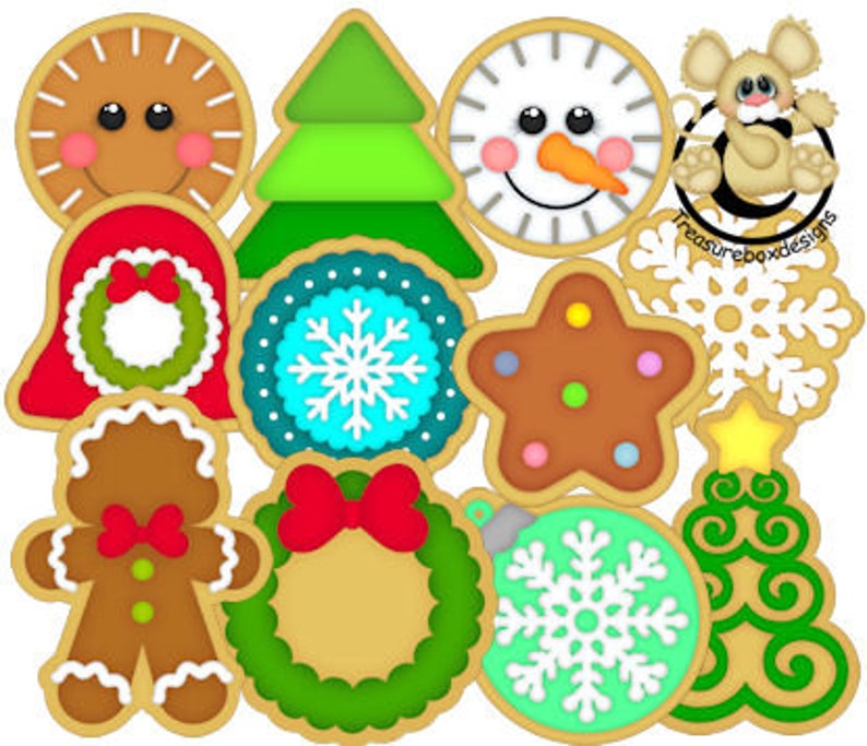 Cookies Baking Christmas Vector Graphics Digital Clipart - Etsy