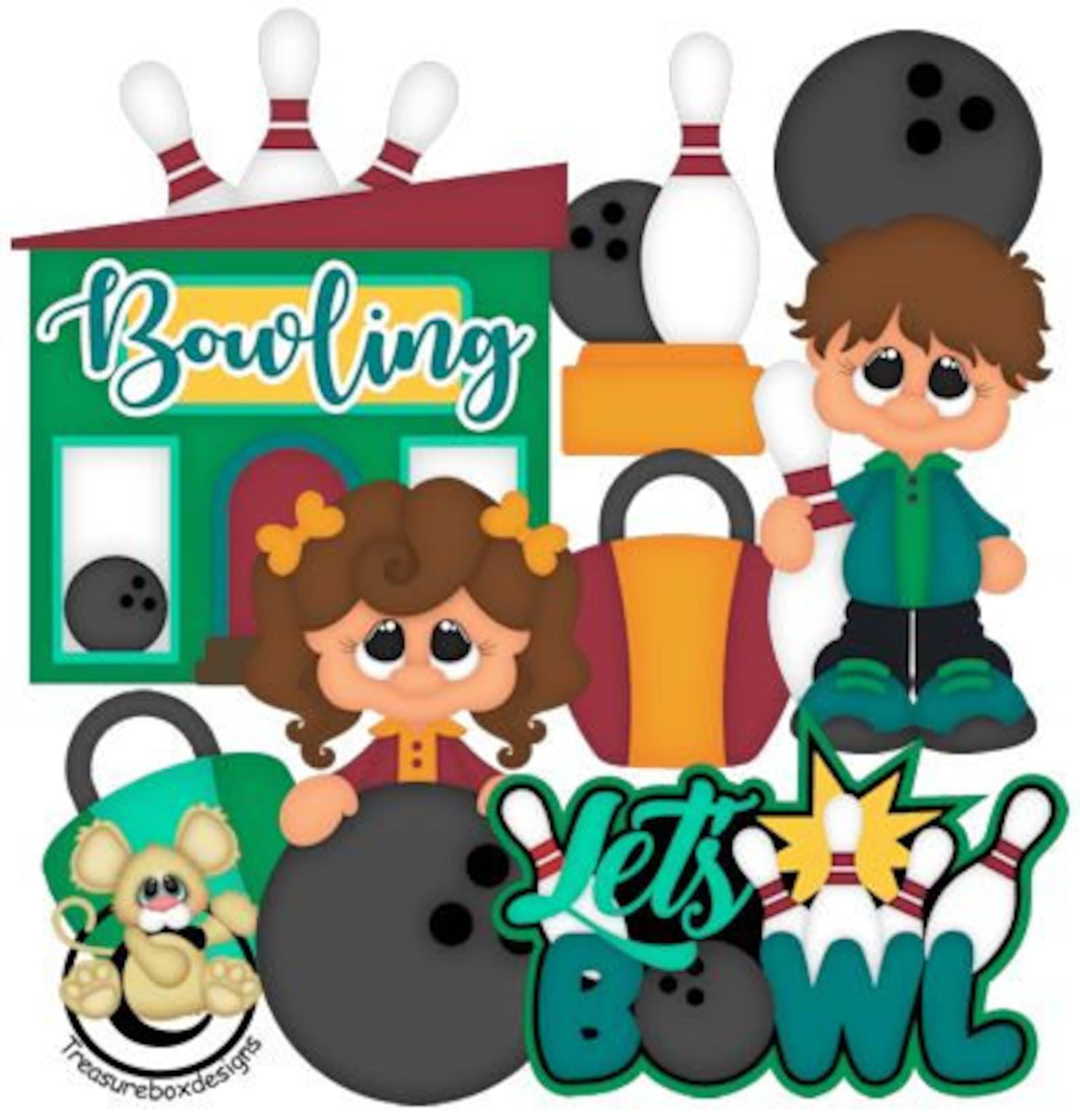 Let's Bowl, Bowling, Digital Clipart Images, Clipart, PNG, Instant ...