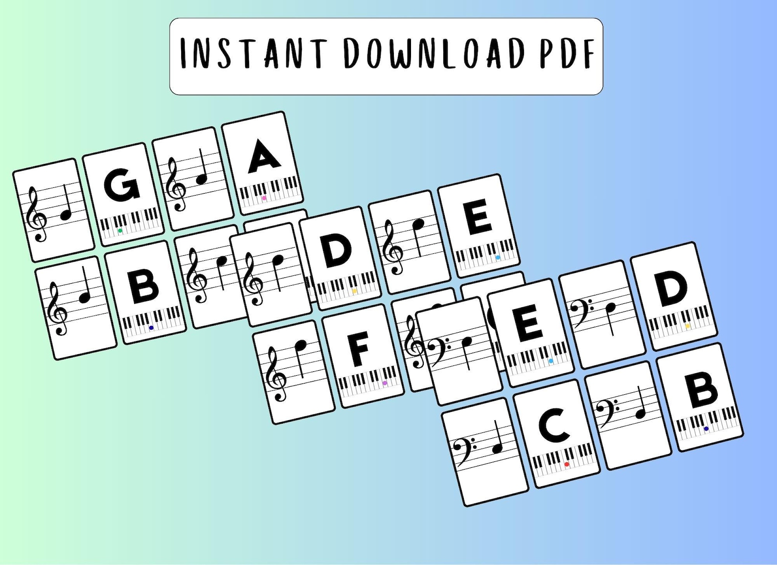 24 Piano Flashcards for Beginners, Instant Download PDF - Etsy