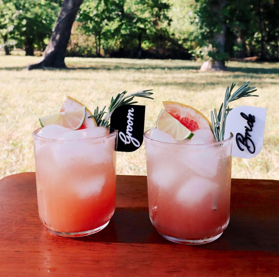 Custom Lasercut Drink Tags - Bride and Groom Drink Tags - Etsy