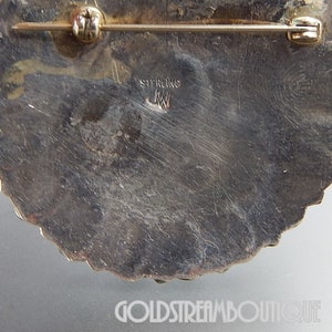 Jerry Wilma Begay Navajo 925 Silver Turquoise Cluster Round Pin Beaded ...