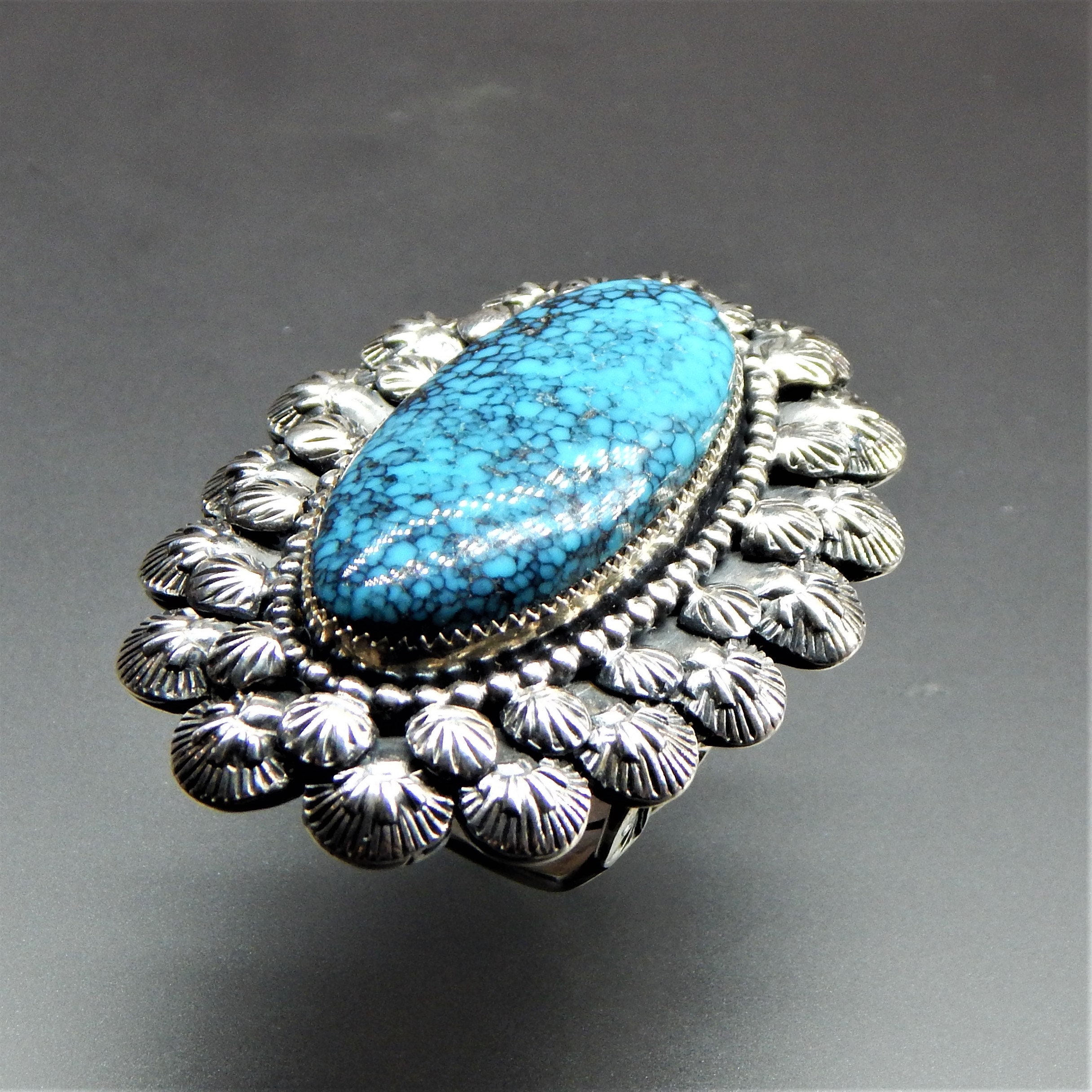 Handmade Sterling Silver Oval Turquoise Complex Design Southwestern ...