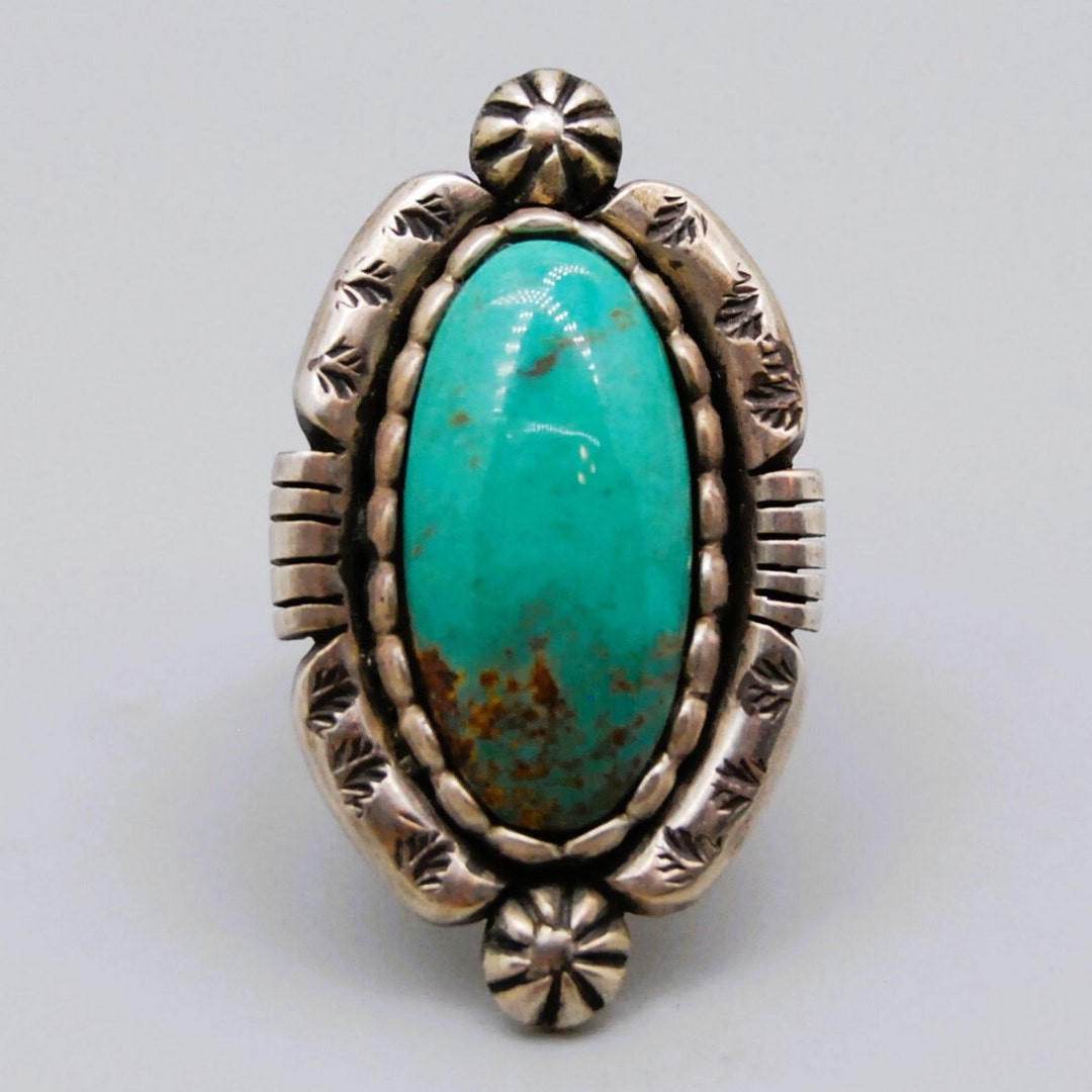 Handcrafted by Eli Gofman Sterling Silver Artisan "green River" High-grade Oval Kingman ...
