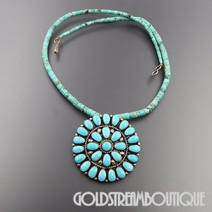 Jerry Wilma Begay Navajo 925 Silver Turquoise Cluster Round Pin Beaded ...
