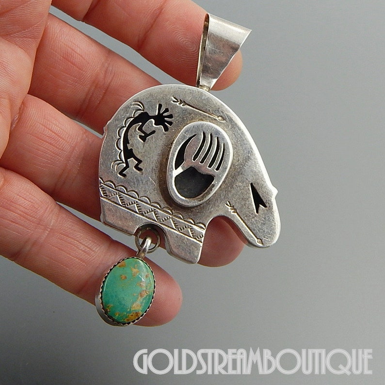 Native American Vintage Elvis Nelson Navajo Green Turquoise Kokopelli ...