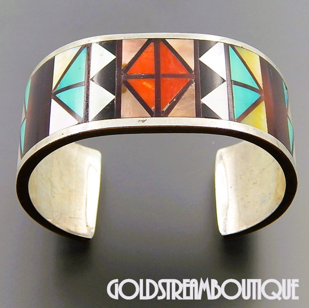 Native American Navajo Signed Tke Sterling Silver Multi - Etsy