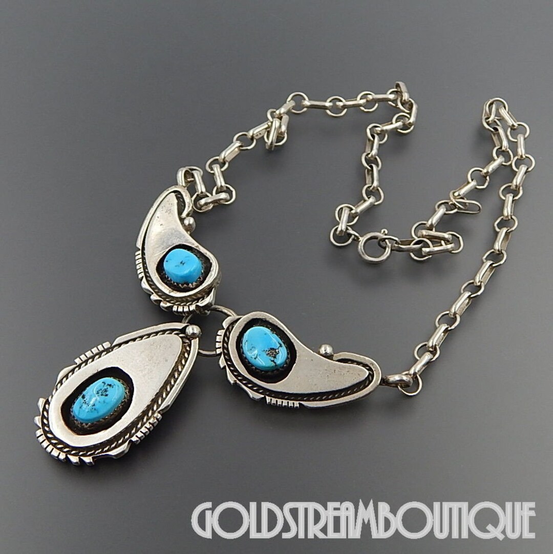 Native American Harry B Yazzie Navajo Sterling Silver Turquoise ...