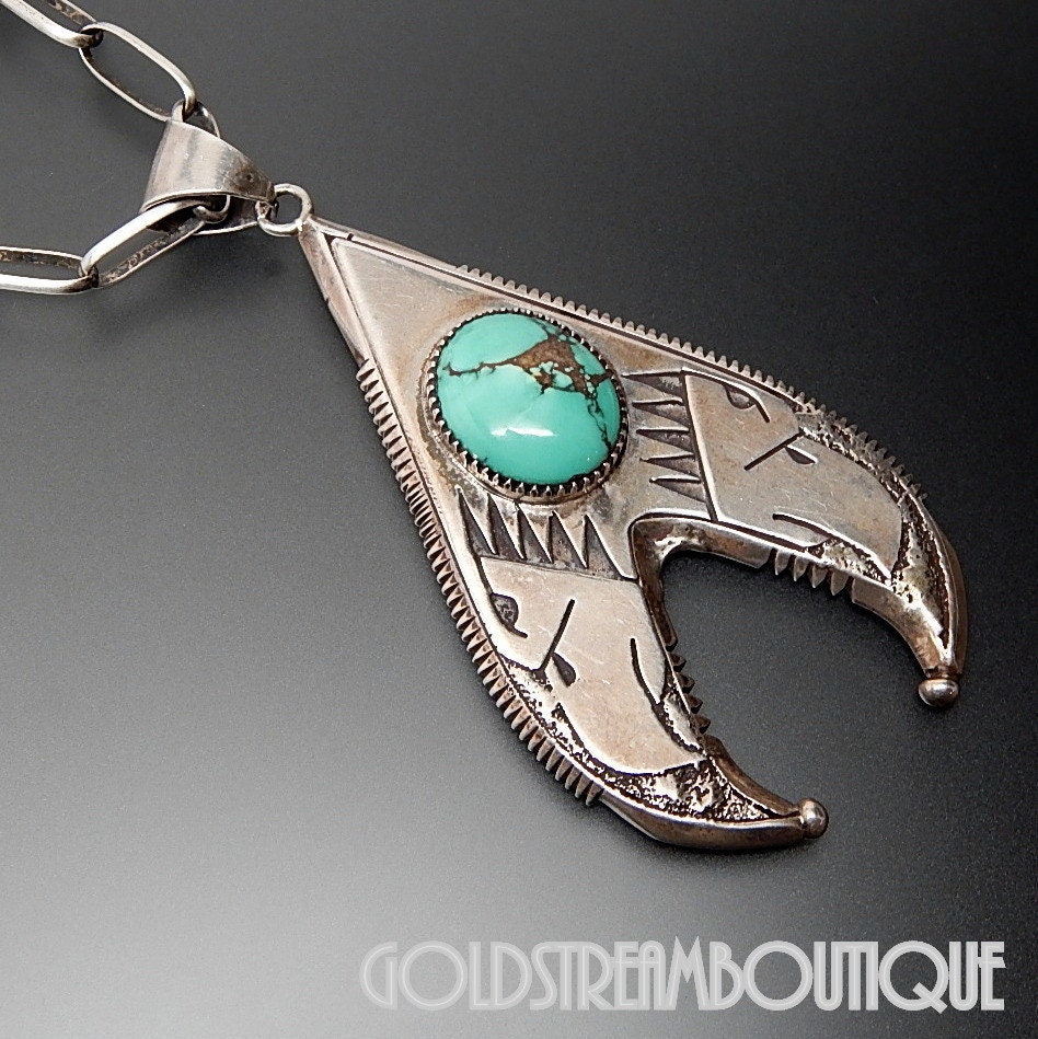 Early Native American Ric Charlie Navajo Sterling Silver Tufa Cast ...
