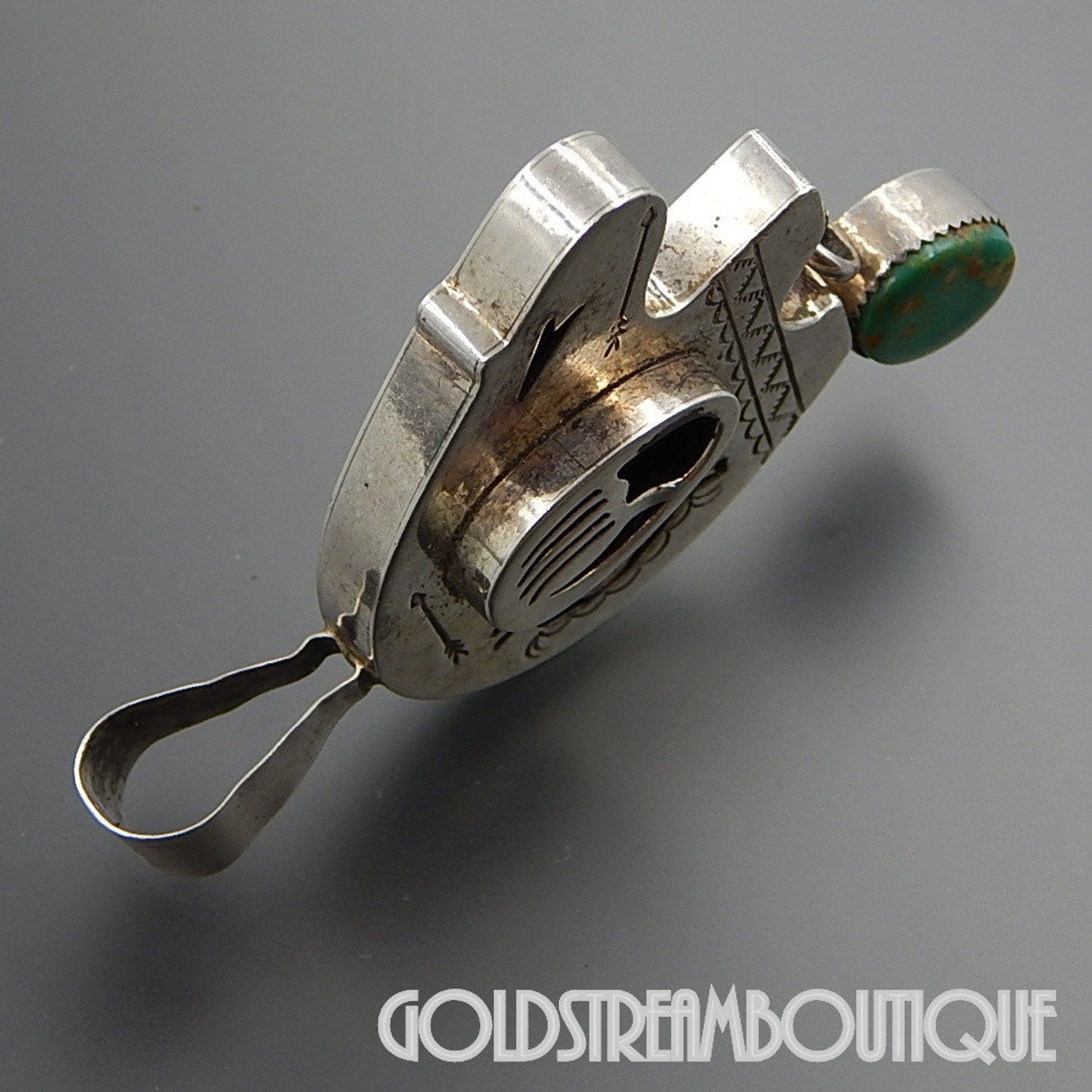 Native American Vintage Elvis Nelson Navajo Green Turquoise Kokopelli ...