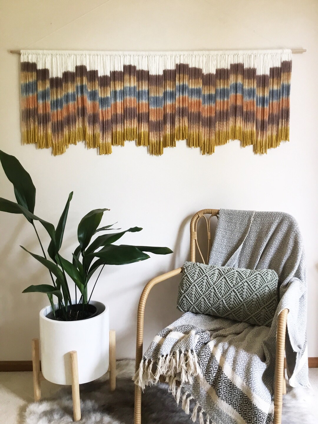 Garn Wandbehang, Textil Wandbehang, Dip Dye Tapisserie, Textil ...