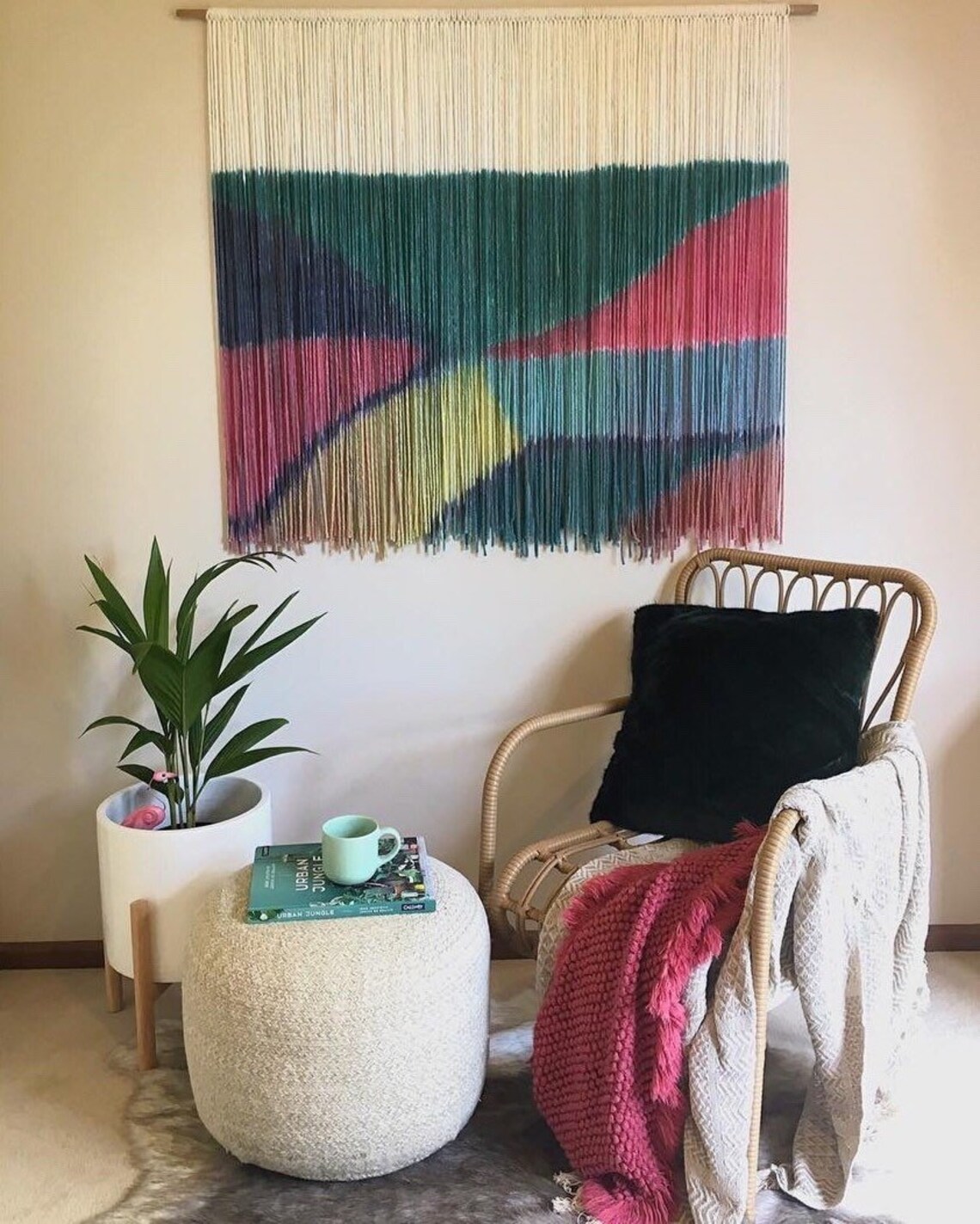 Garn Wandbehang Textil Wandbehang Dip Dye Gobelin Textile | Etsy