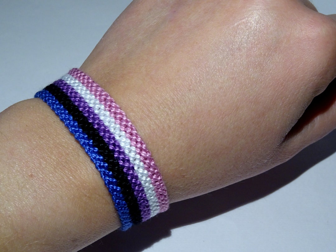 XL Genderfluid Pride Flag Bracelet Love Friendship Handwoven - Etsy