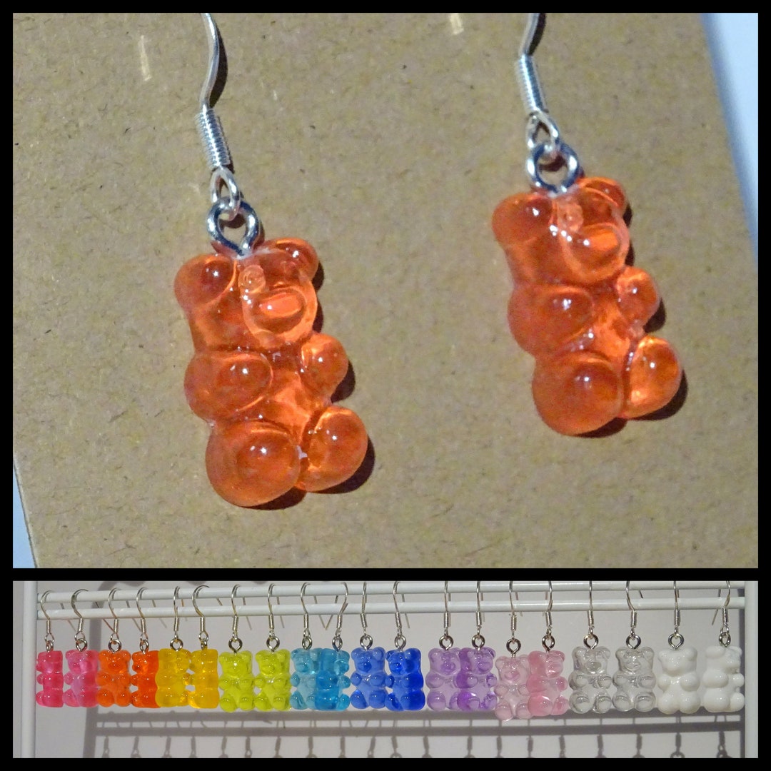 Buy Gummi Bear Earrings 10 Colors Rainbow Candy Haribo Earhangers Charm Goldbears 925 Sterling ...