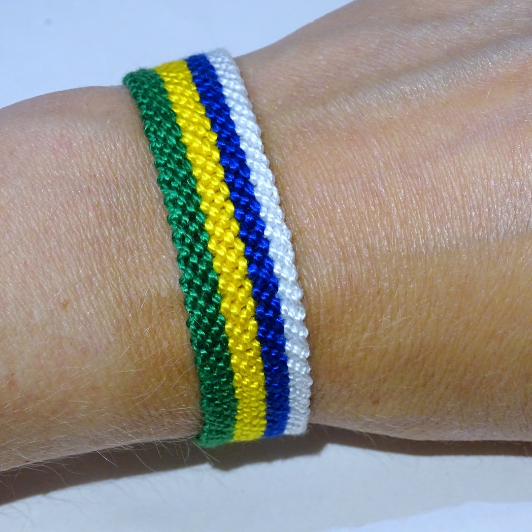 Brazil Flag Bracelet - Handwoven Gift Idea Country Macrame Hippie Boho ...