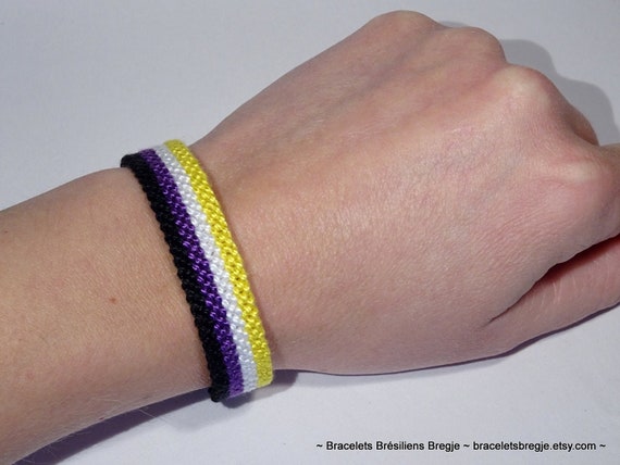 Non-binary Pride Flag bracelet friendship handwoven love | Etsy