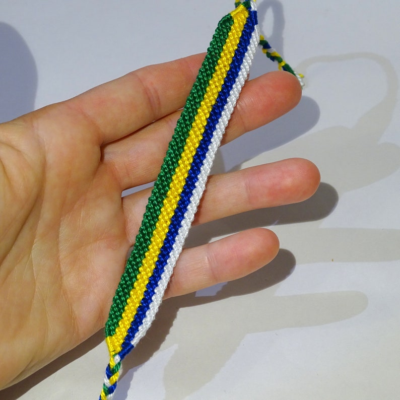 Brazil Flag Bracelet - Handwoven Gift Idea Country Macrame Hippie Boho ...