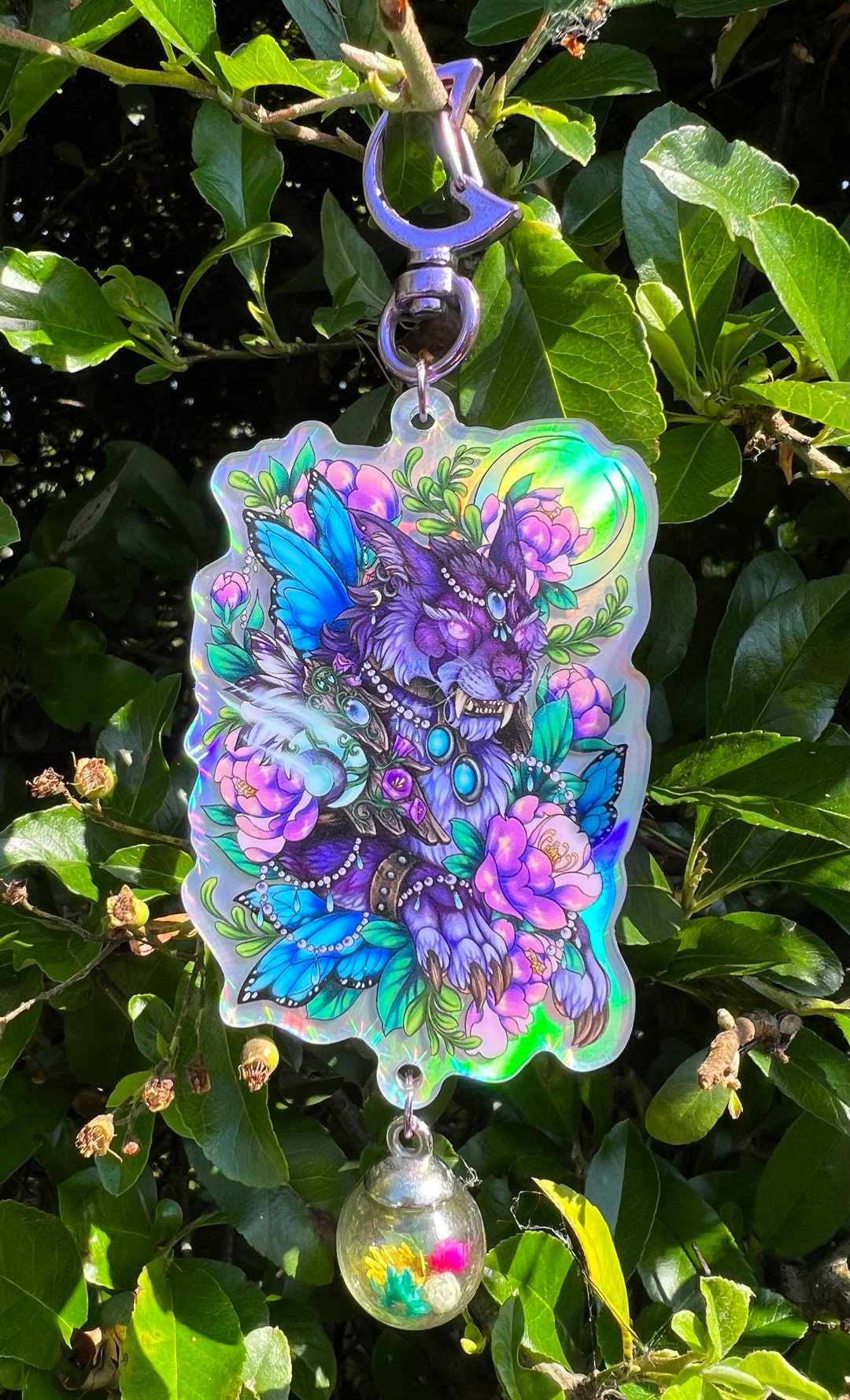 Night Elf Feral Druid 3" Holographic Keyring With Moon Clasp Flower ...