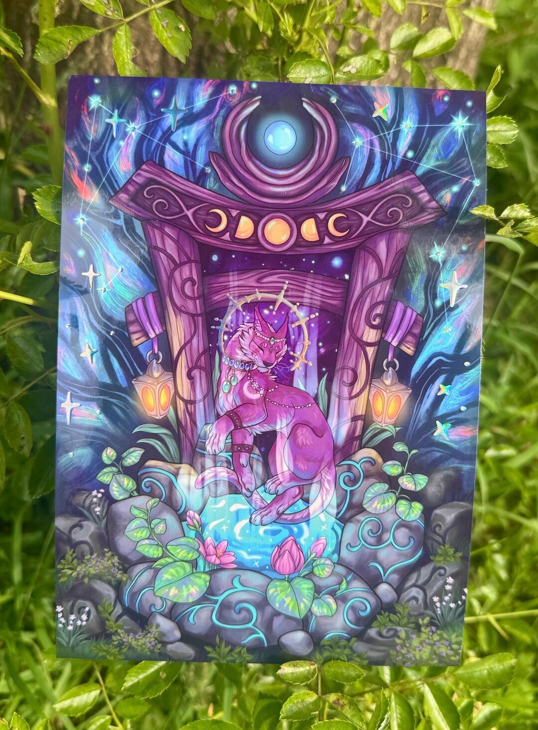 Moonwell Night Elf Feral Druid Art Print Iridescent Foil and Laminated ...