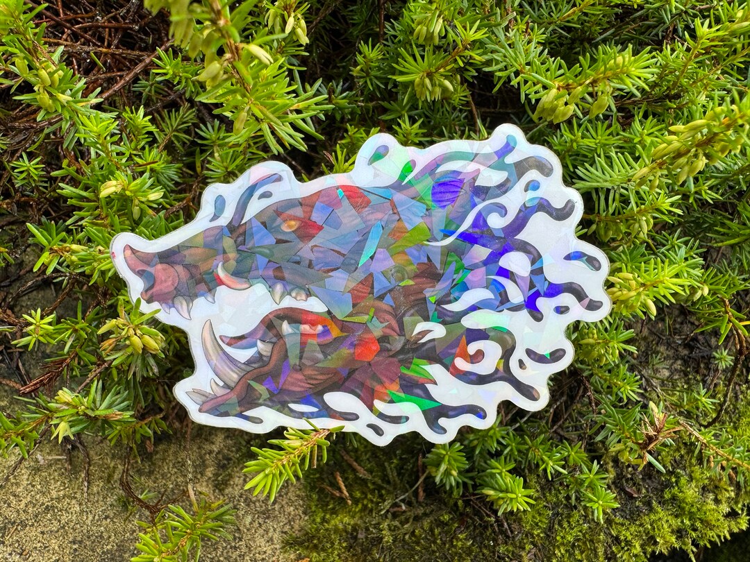 Corrupted Boar God 3" Holographic Broken Glass Sticker - Etsy