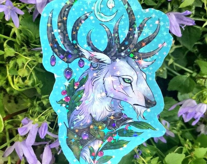 Druid Stag Travel Form Glitter/weatherproof Sticker 4 - Etsy