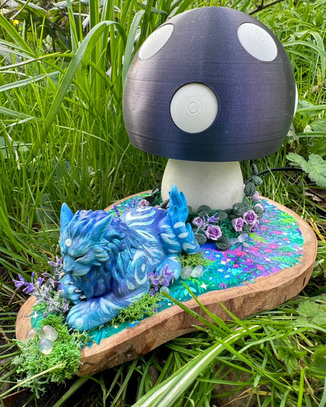 Ghost of the Pridemother Blue Druid Mushroom Lamp Diorama UK Plug 25cm ...