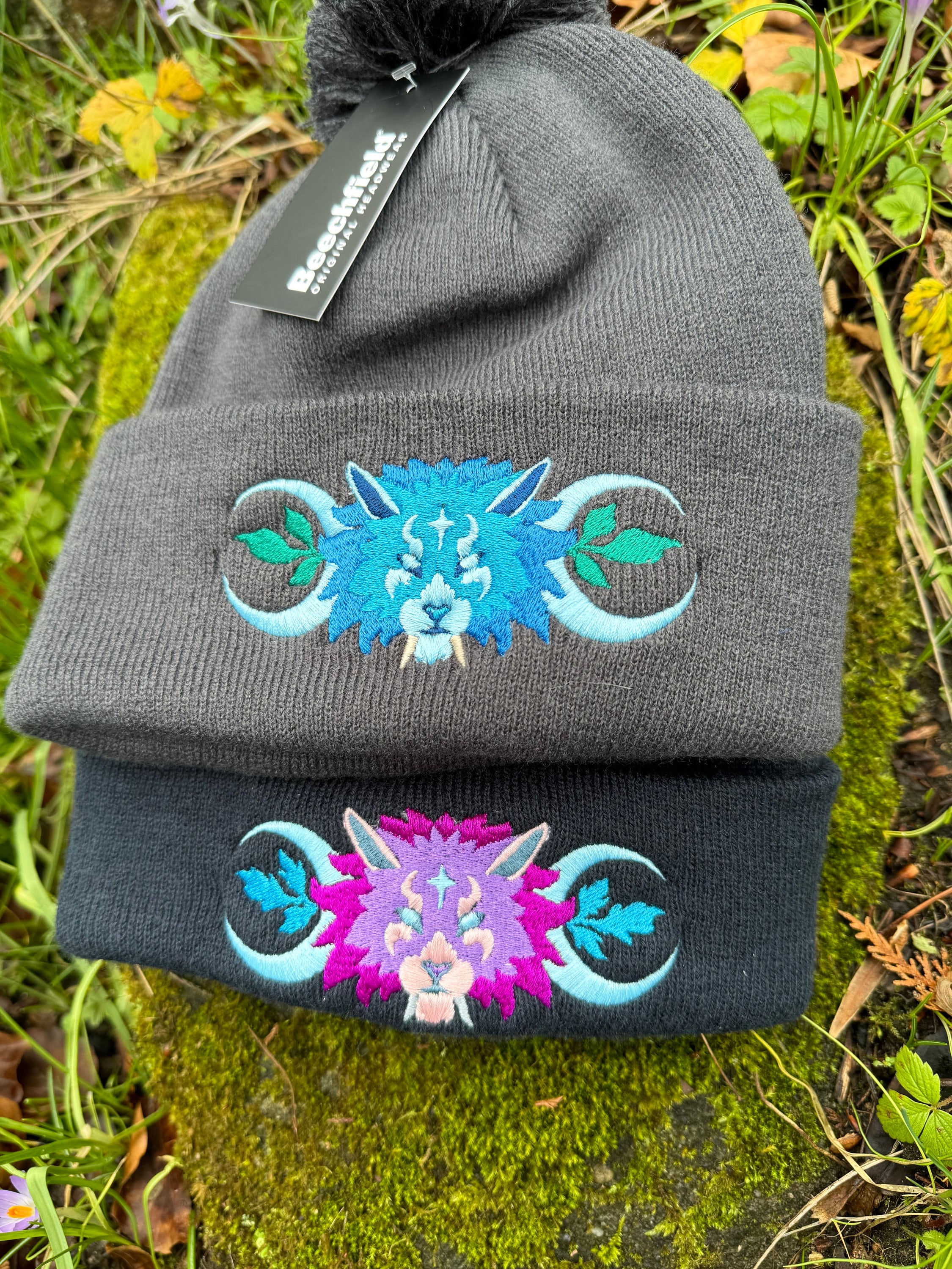 Blue Ghost of the Pridemother Druid Embroidered Beanie Bobble Hat - Etsy