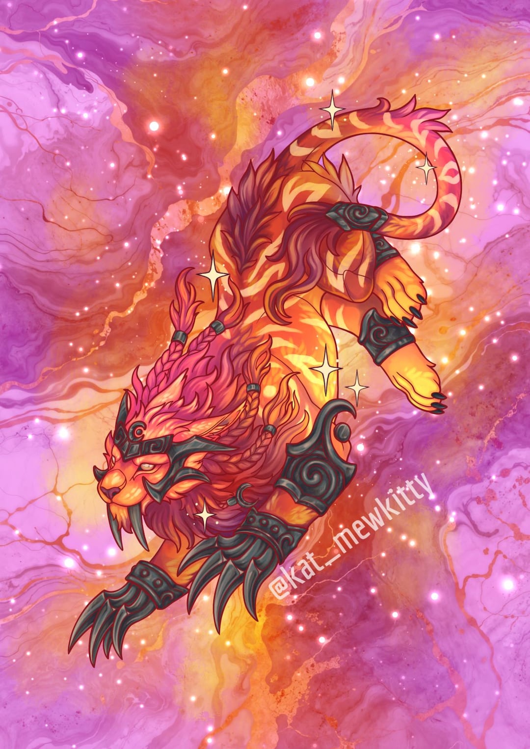 Red Ghost of the Pridemother Feral Druid Art Print A3/A4/A5 - Etsy