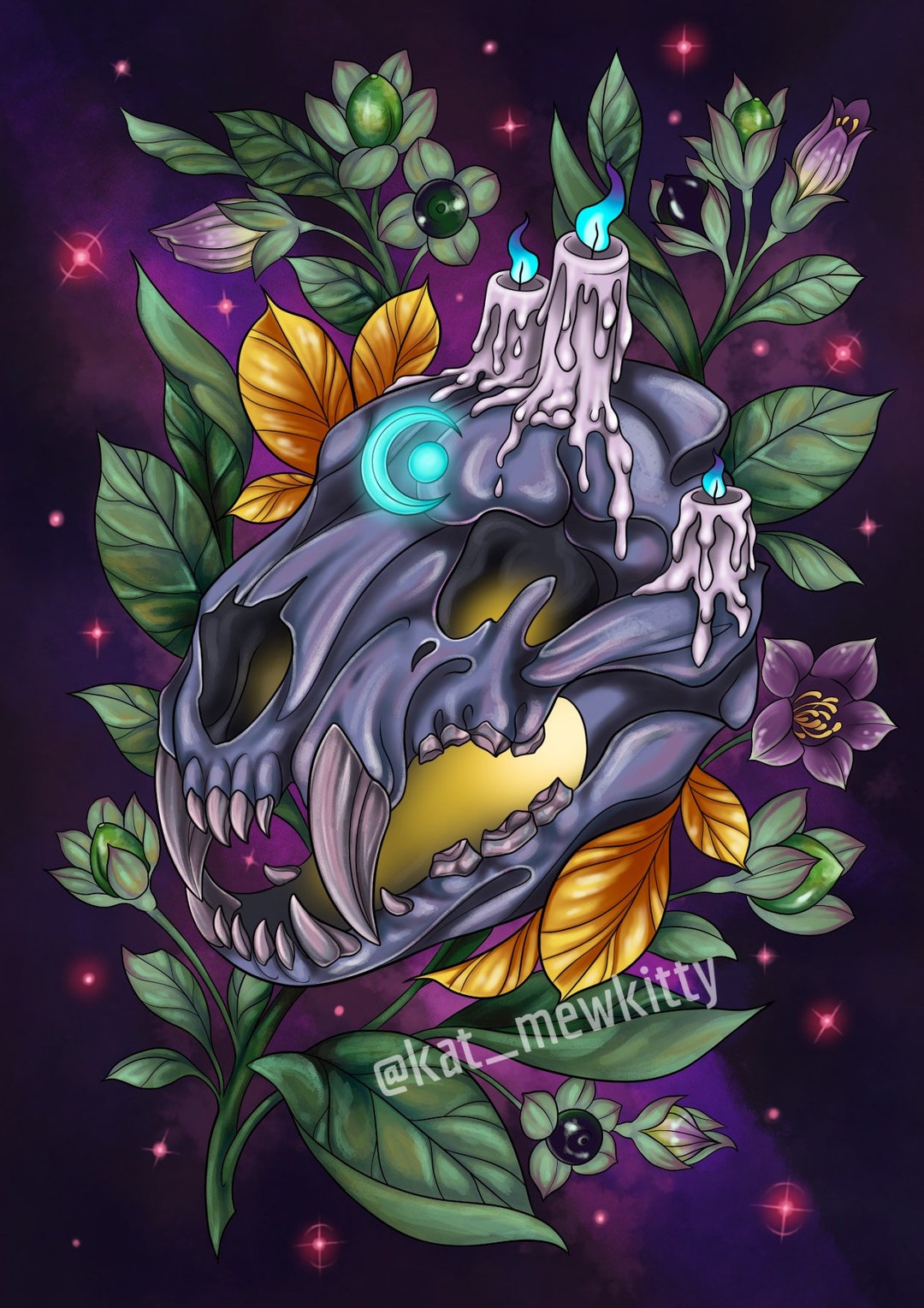 Druid Bear Skull Art Print A5/A4/A3 - Etsy