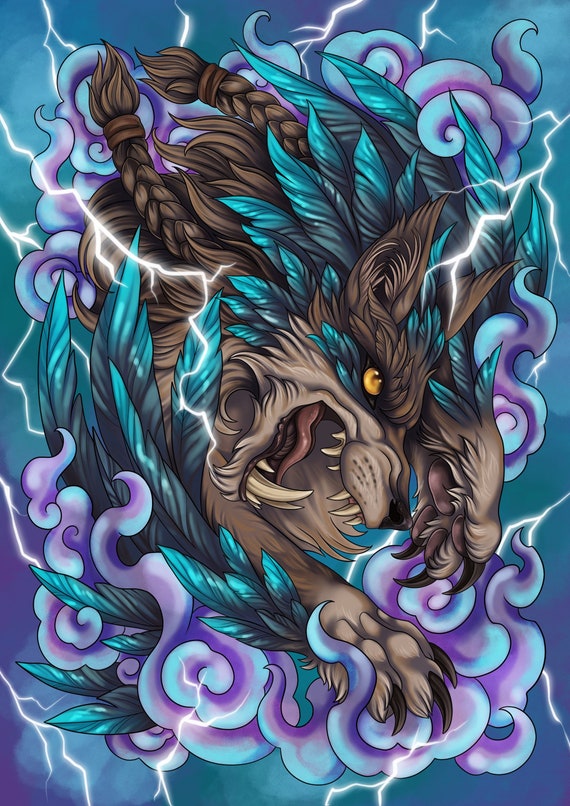 Wolfhawk Hunter Pet Art Print A5/A4/A3 - Etsy