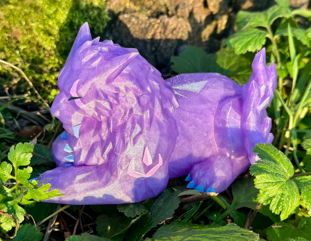 Purple Crystalline Druid Cat 3D Printed Figure 15cm - Etsy