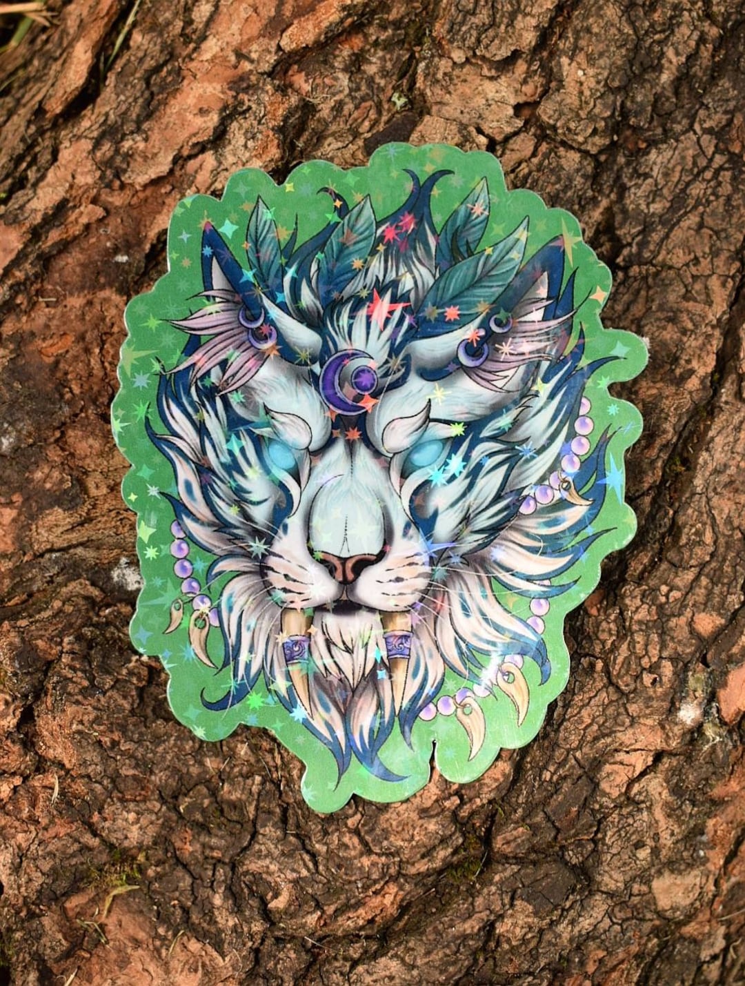 White Primal Stalker Druid Sticker 3" Glitter Laminate/weatherproof ...