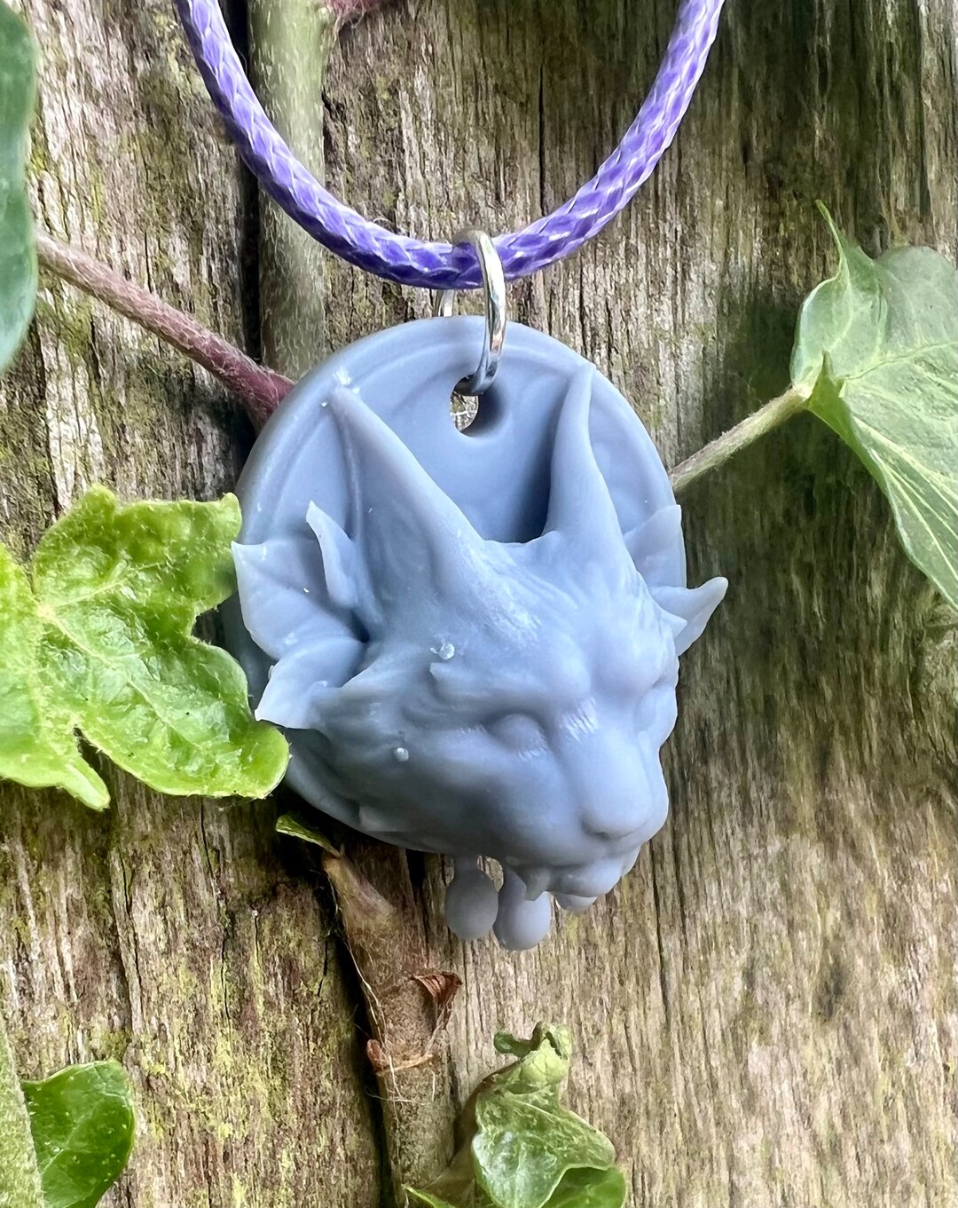 Night Elf Cat Blank Resin 45mm Pendant With Purple Cord - Etsy