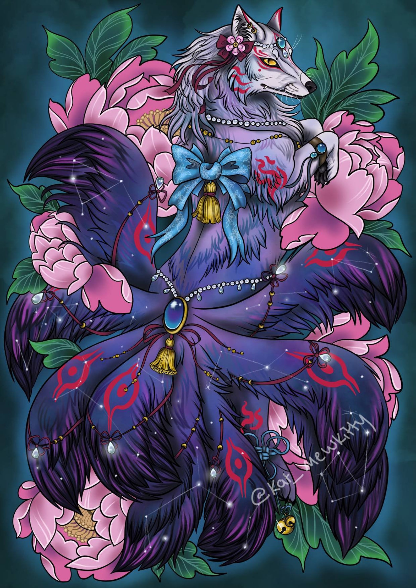 Cosmic Kitsune Inari A4/A5/A3 Print - Etsy