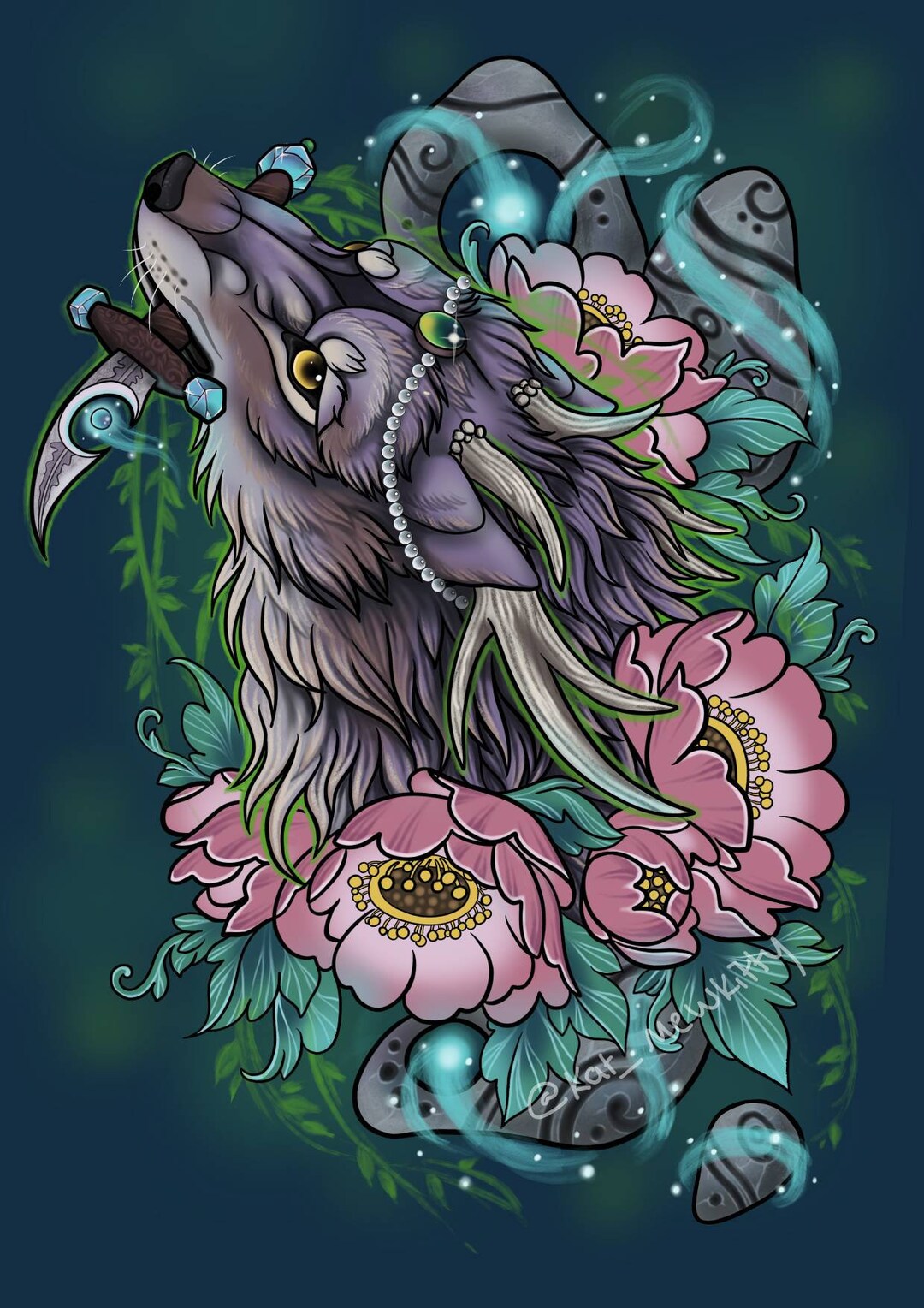 Wolf Druid Art Print A4/A5/A3 - Etsy