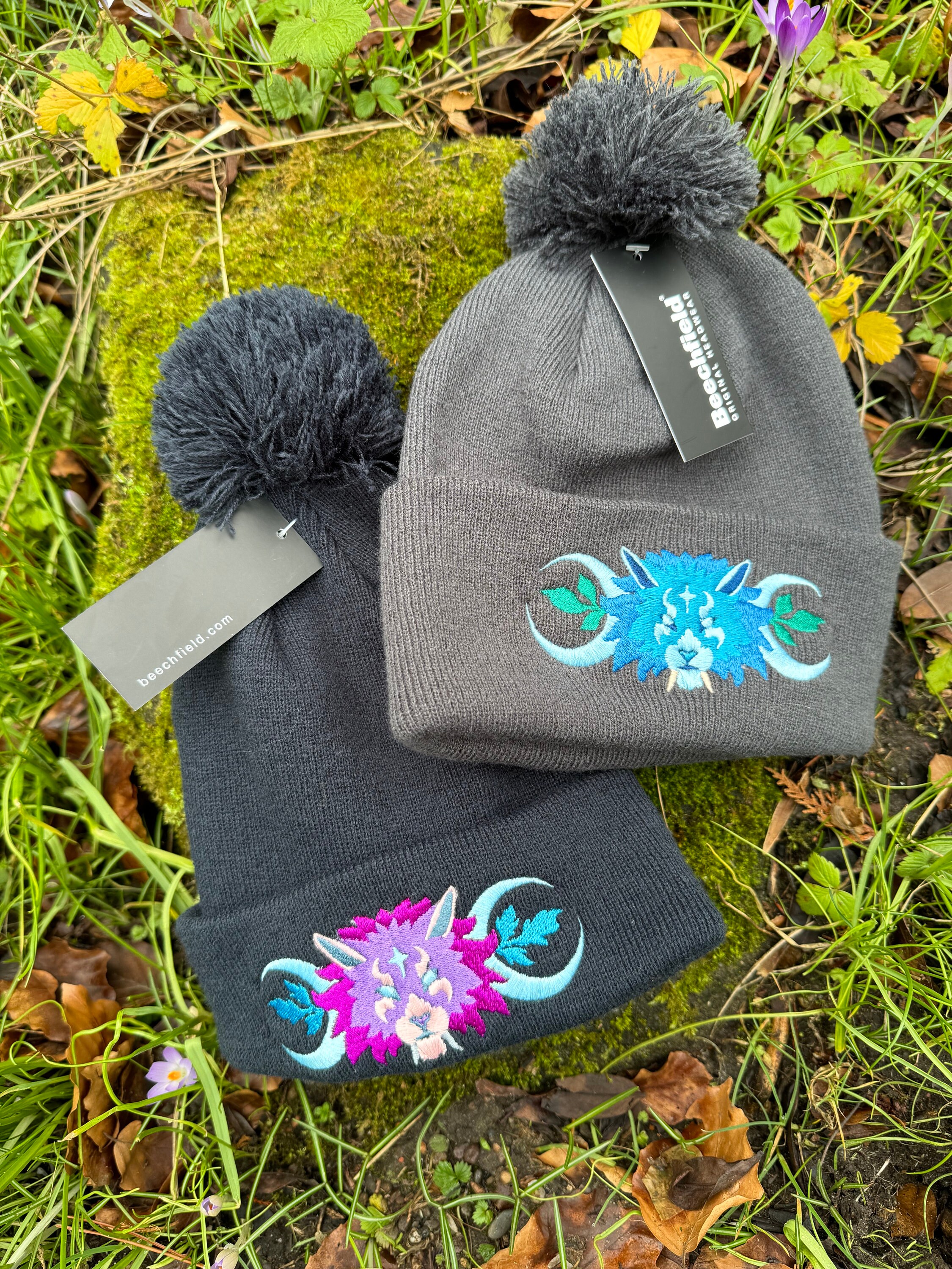 Blue Ghost of the Pridemother Druid Embroidered Beanie Bobble Hat - Etsy