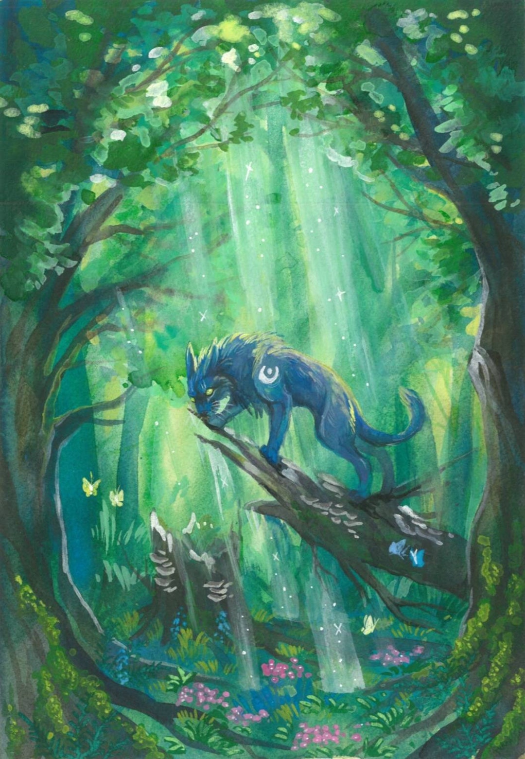 Night Elf Cat Druid in an Enchanted Forest A4/A5 200gsm Print - Etsy