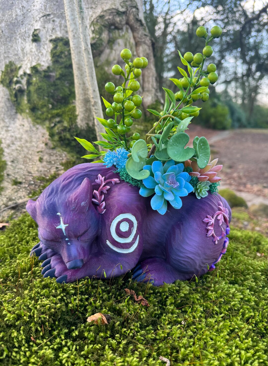 Night Elf Plum Purple Dreaming Bear Planter XL 24cm X 28cm X 13cm - Etsy